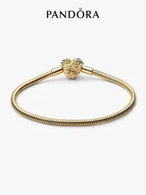 Pandora | Jewelry | Pandora Daisy Heart Clasp Snake Chain Bracelet ...